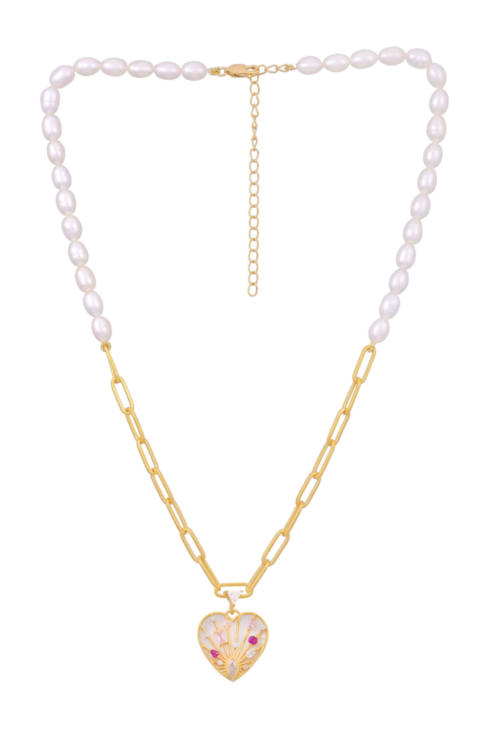 Buy White heart mother of pearl pendant necklace by Ruuh Studios at ...