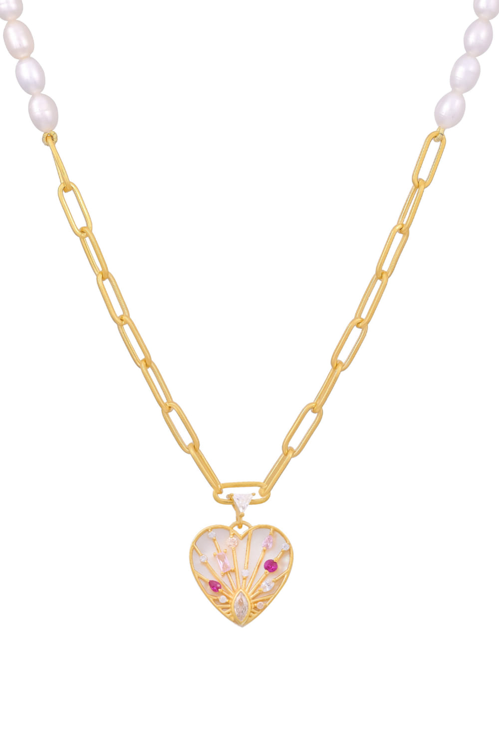 Buy White heart mother of pearl pendant necklace by Ruuh Studios at ...