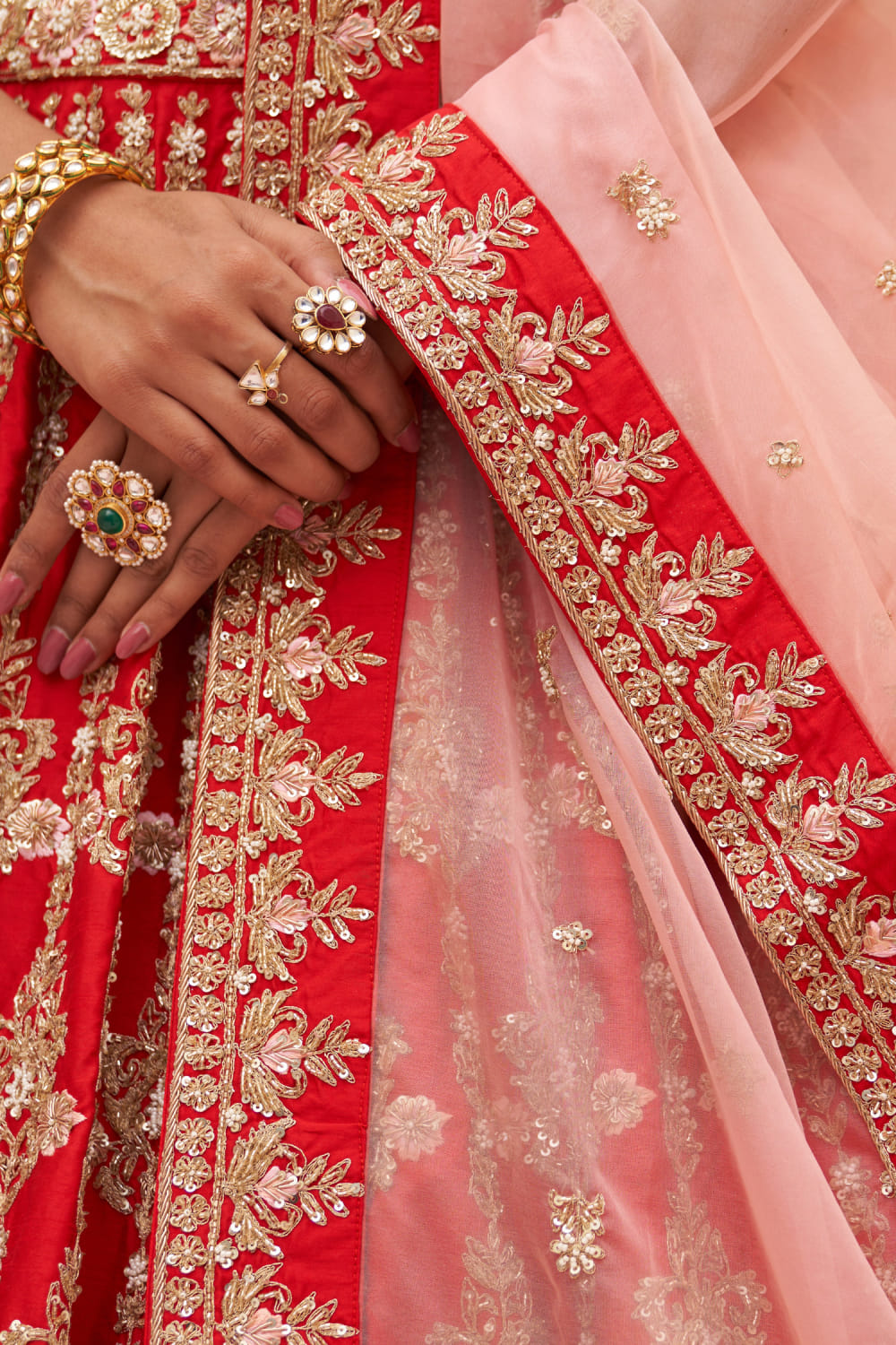 Buy Red floral sequin embroidered lehenga set by Angad Singh at Aashni ...